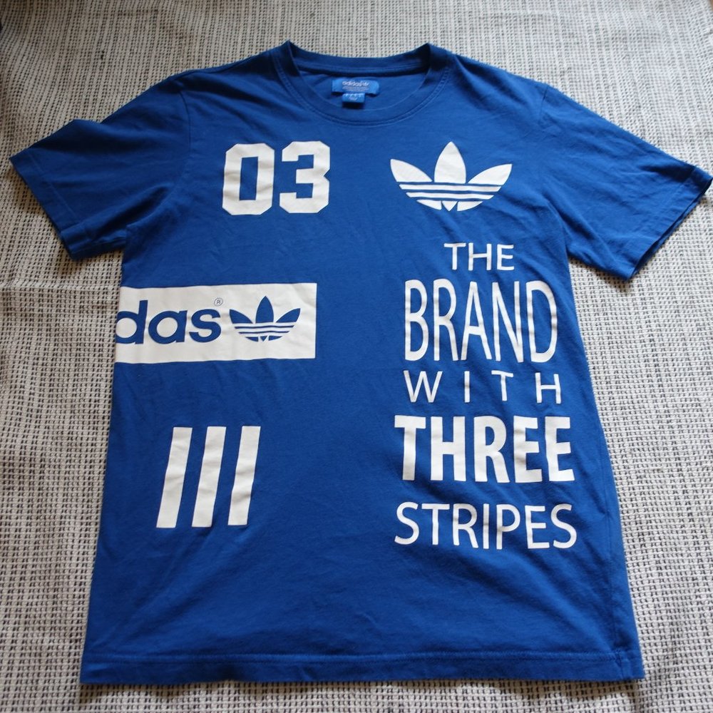 Adidas The Brand With The 3 Stripes Blue Tee - Gem